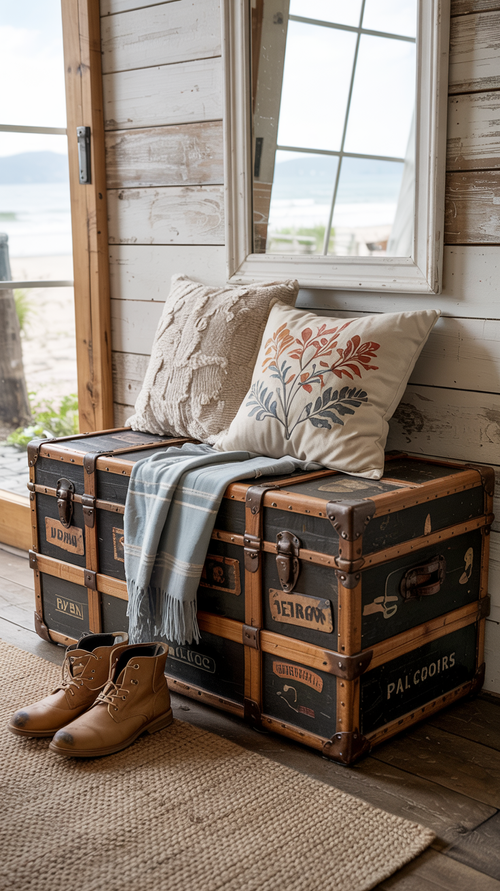 Small Coastal Entryway Bench Ideas with Storage — Celeste's Coastal Cottage