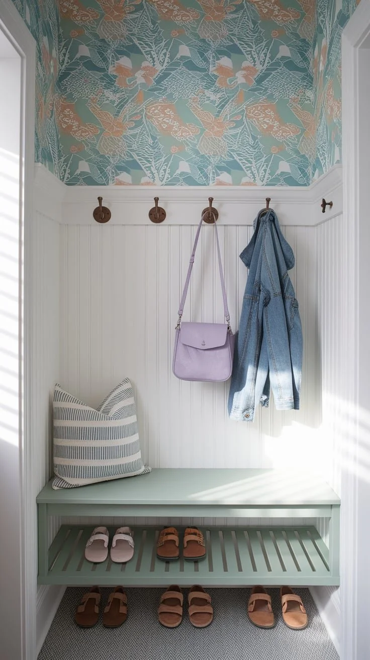 Small Coastal Entryway Bench Ideas with Storage — Celeste's Coastal Cottage