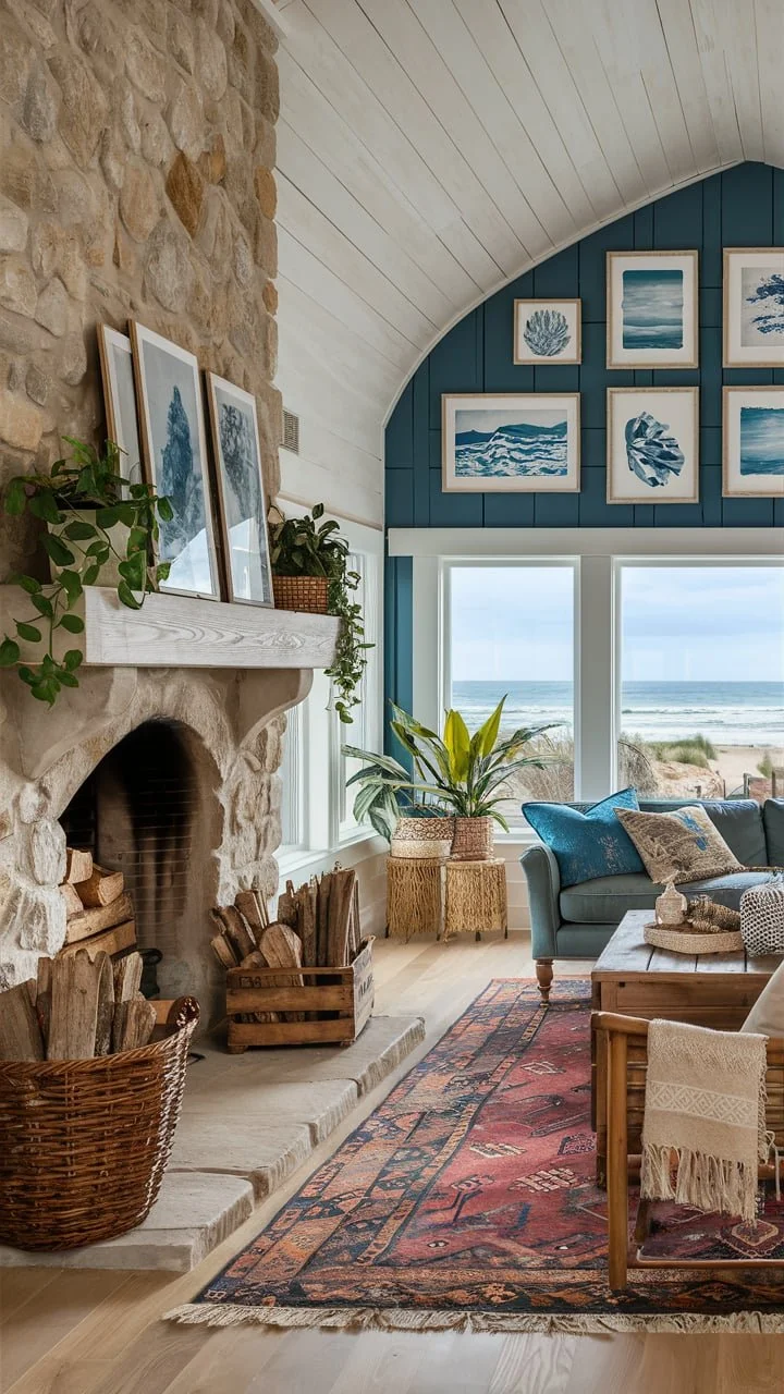 12 Coastal Boho Living Room Fireplace Home Decor Idea — Celeste's ...