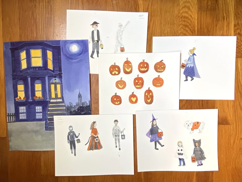 Step-by-step process of crafting a Halloween illustration with ...
