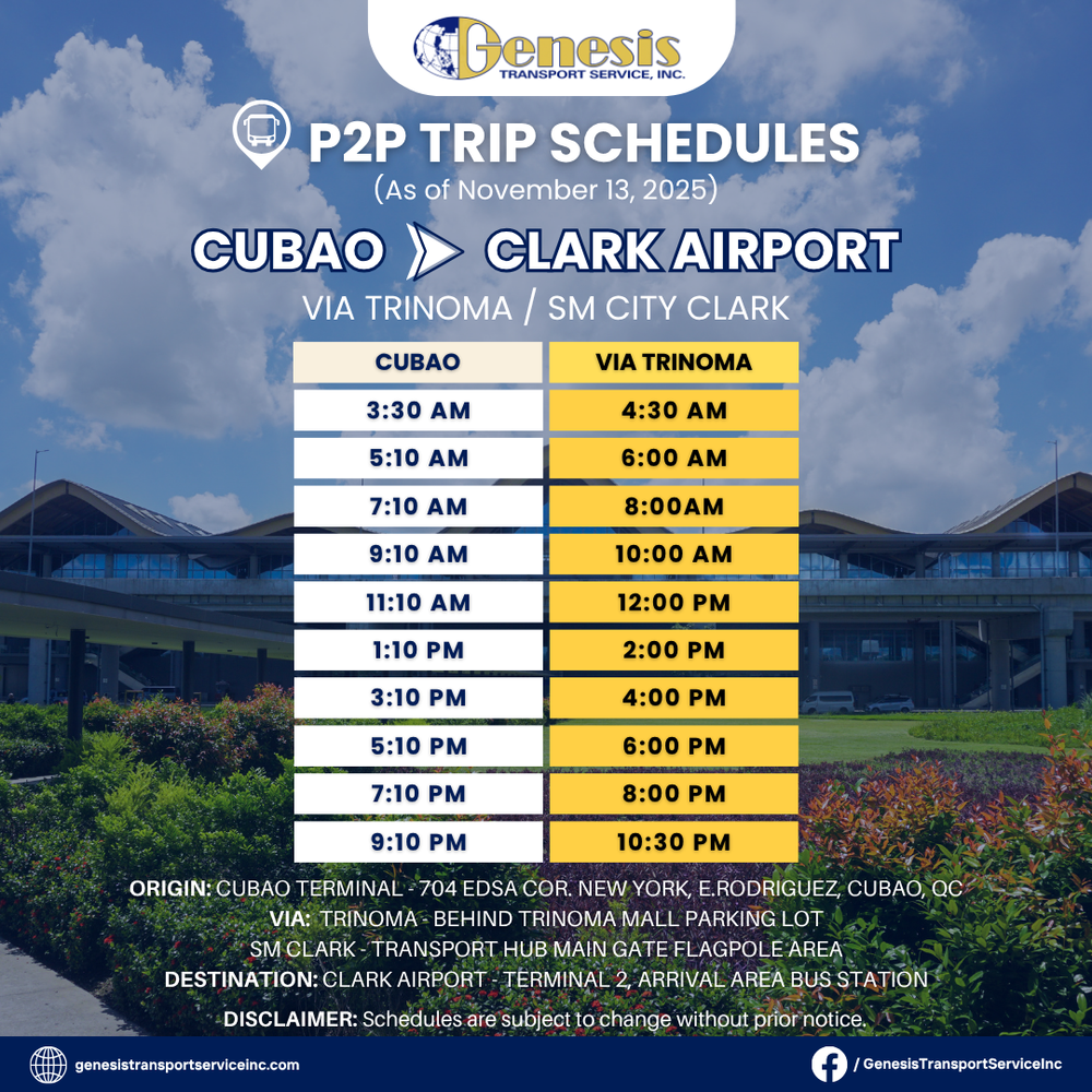 Convenient P2P Bus Services to and from Clark International Airport ...