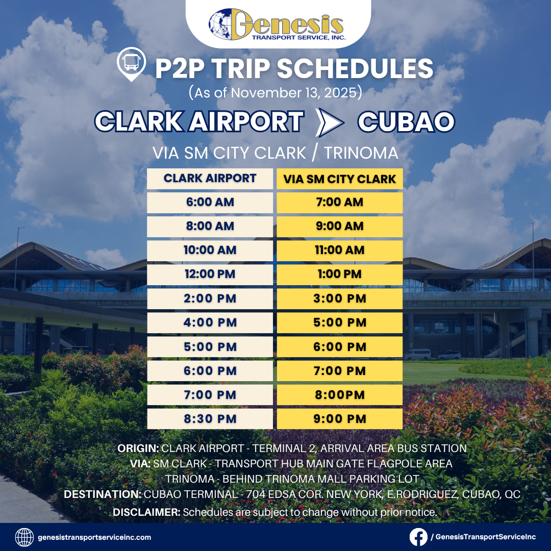 Convenient P2P Bus Services to and from Clark International Airport ...