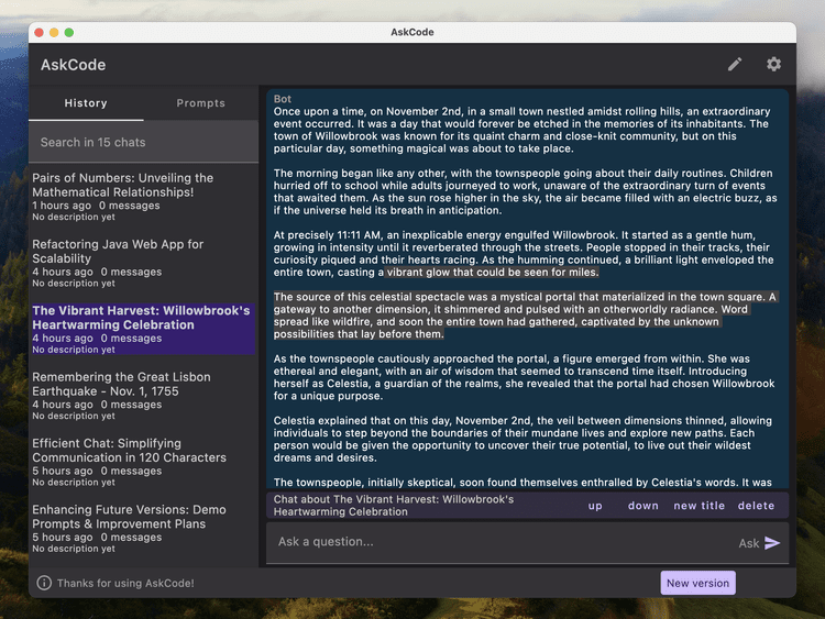 AskCode: ChatGPT for Mac, Windows, and Linux! — AppBaza