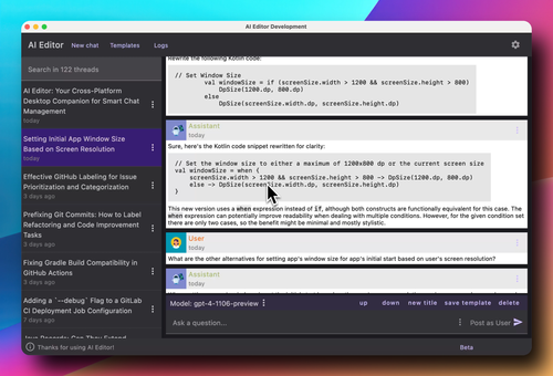 AI Editor — privacy-first desktop app for ChatGTP and LLMs — AppBaza