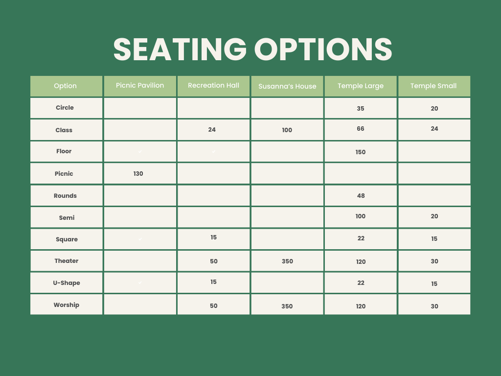 Seating Options — ST. CHRISTOPHER