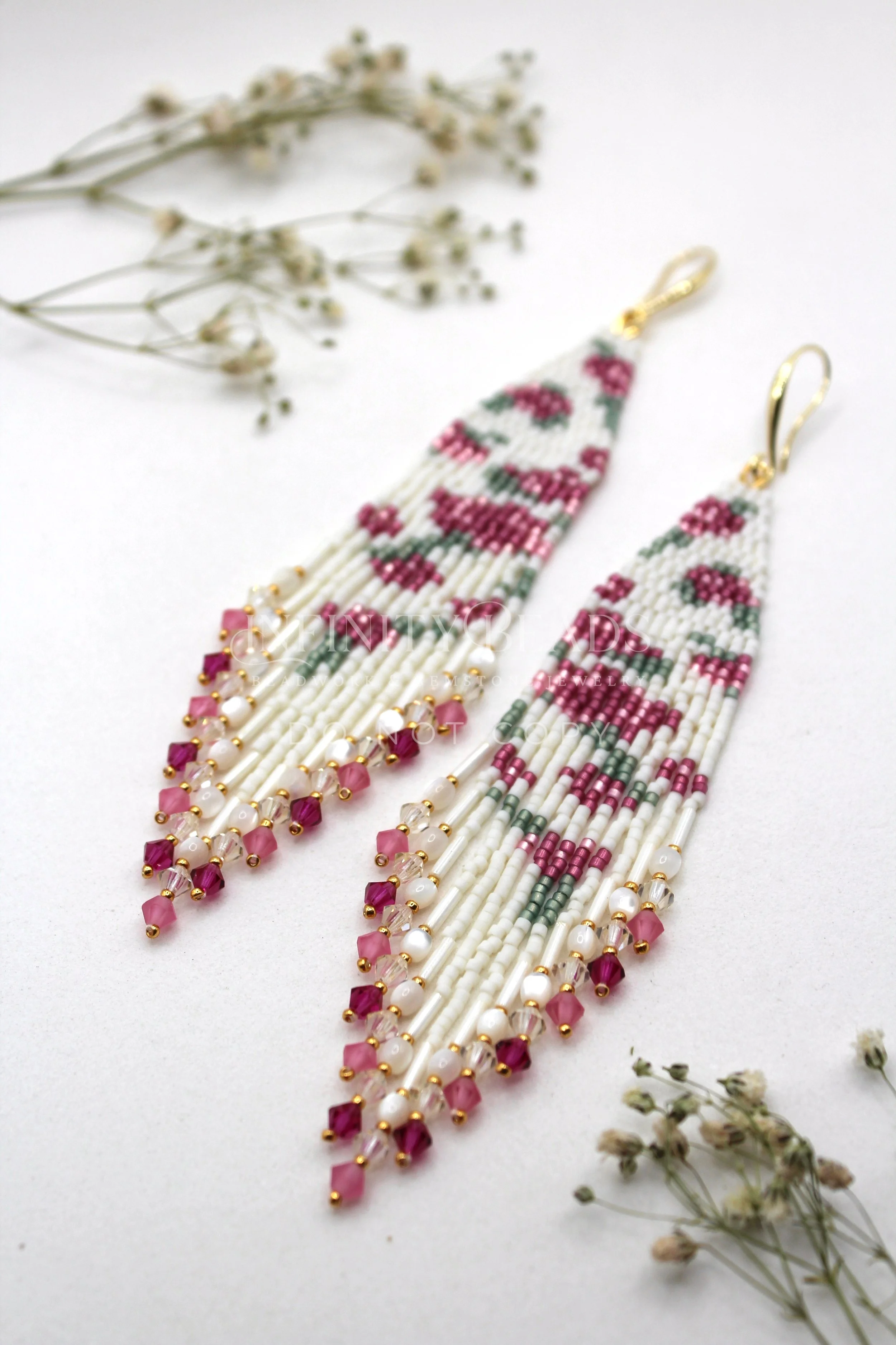 Rosy Flora fringes — Infinity Beads
