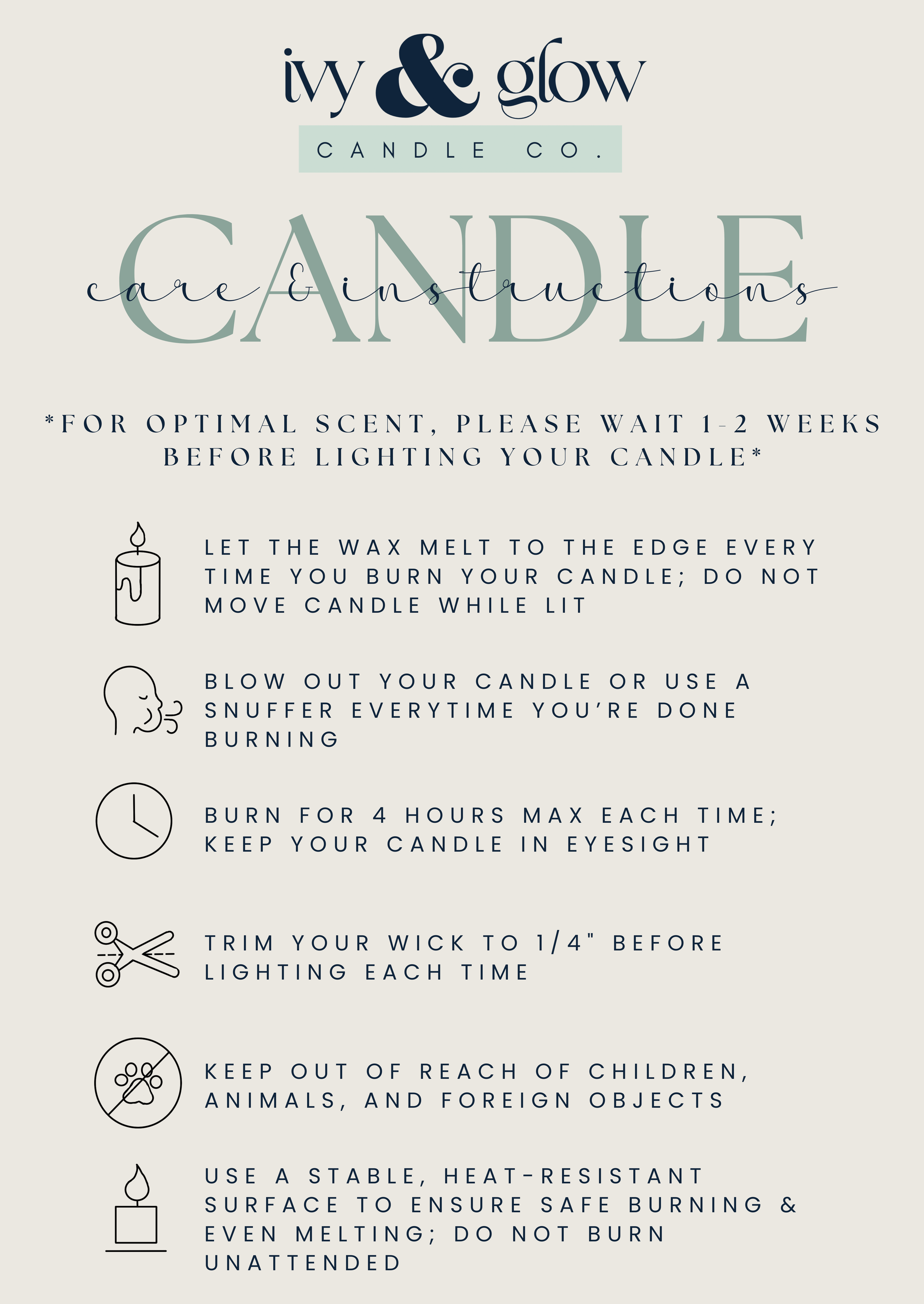 Candle Care — Ivy & Glow Candle Co.