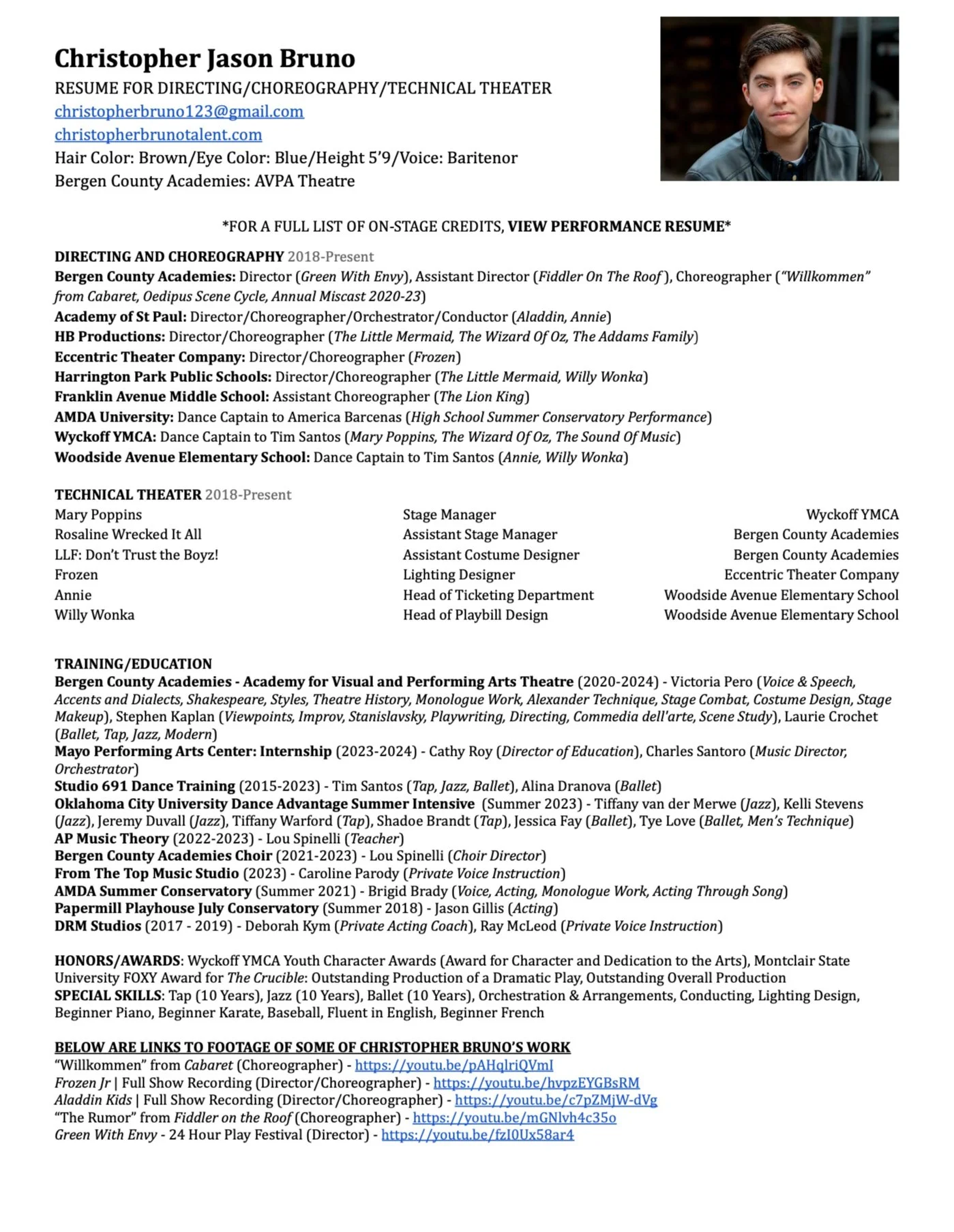 Resumes — Christopher Bruno