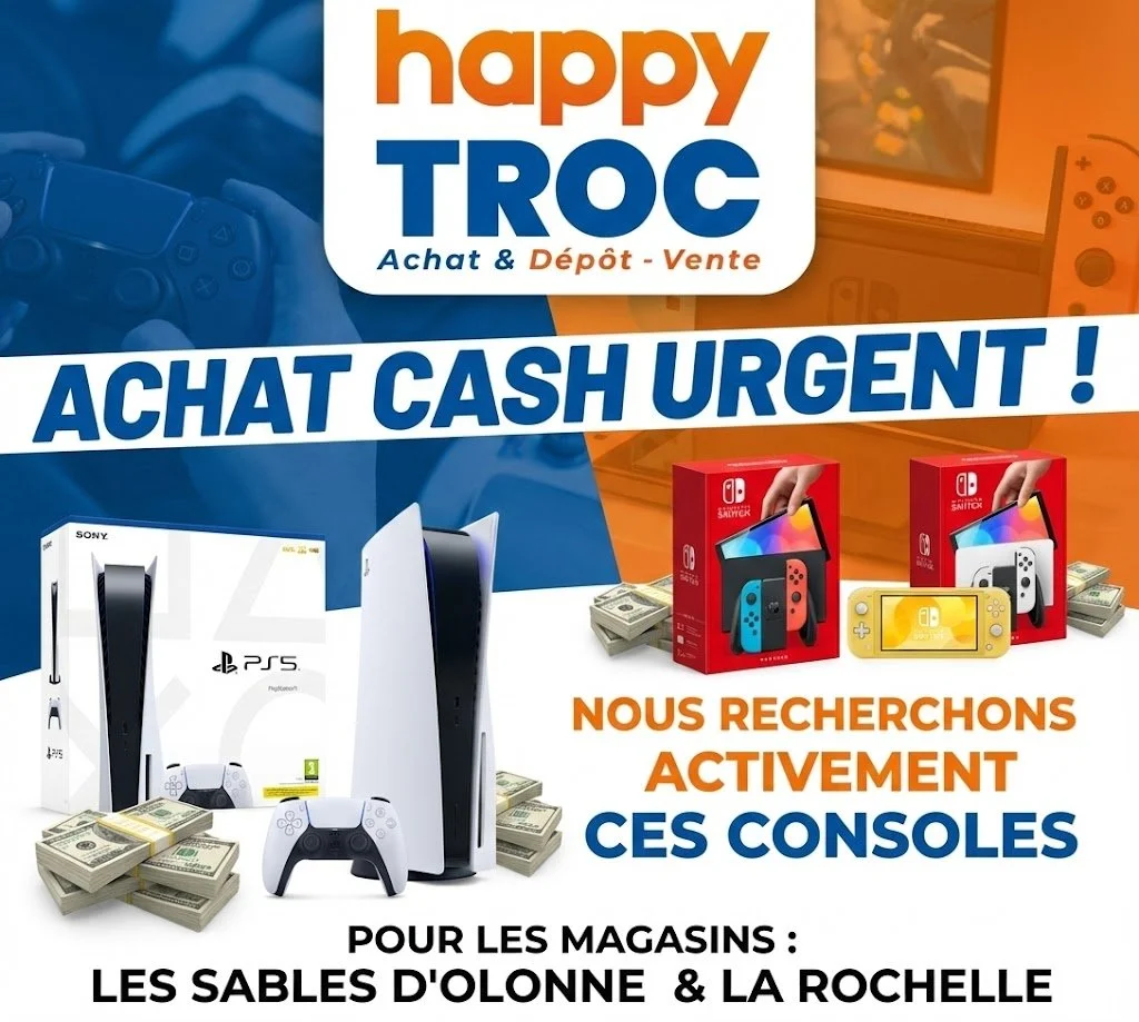 Site Internet des magasins Happy TROC des Sables d'Olonne et de La Rochelle