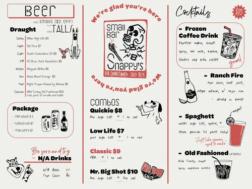 Menu — Snappy's Small Bar