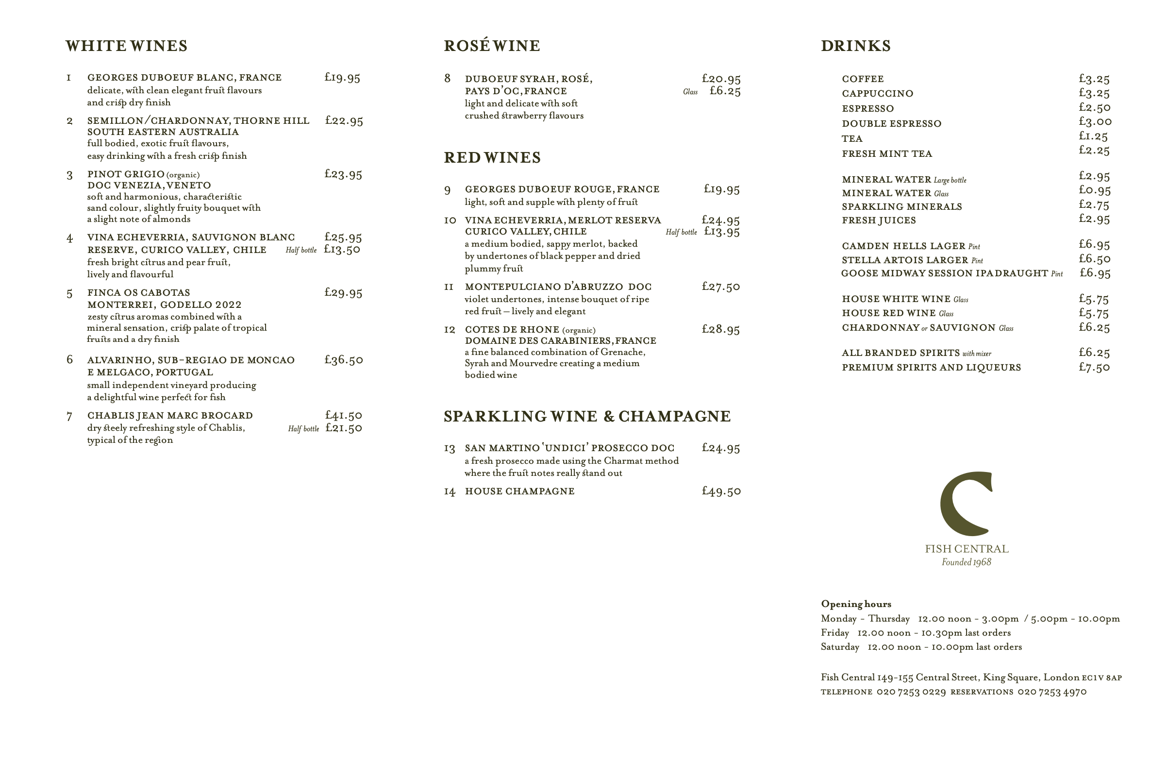 Menu — Fish Central