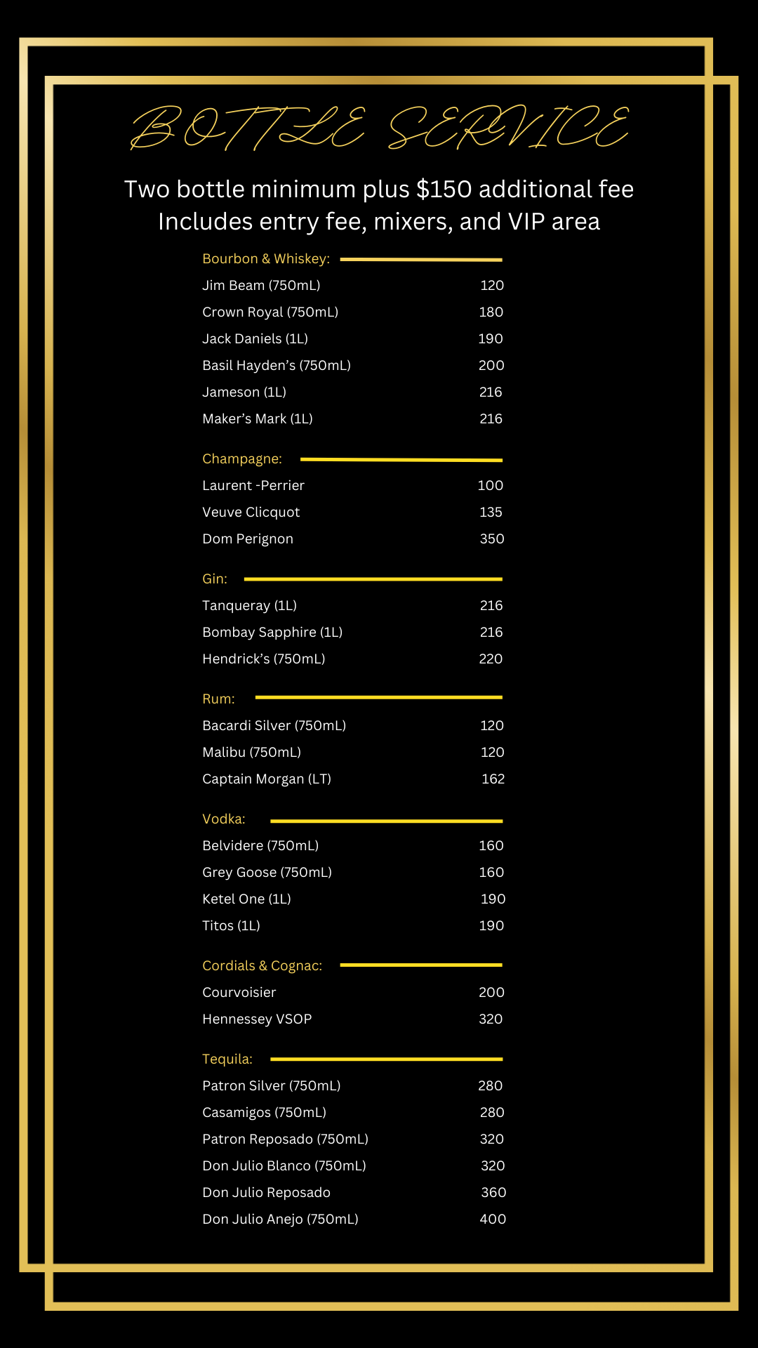 Bottle Service — Tobacco Company Club