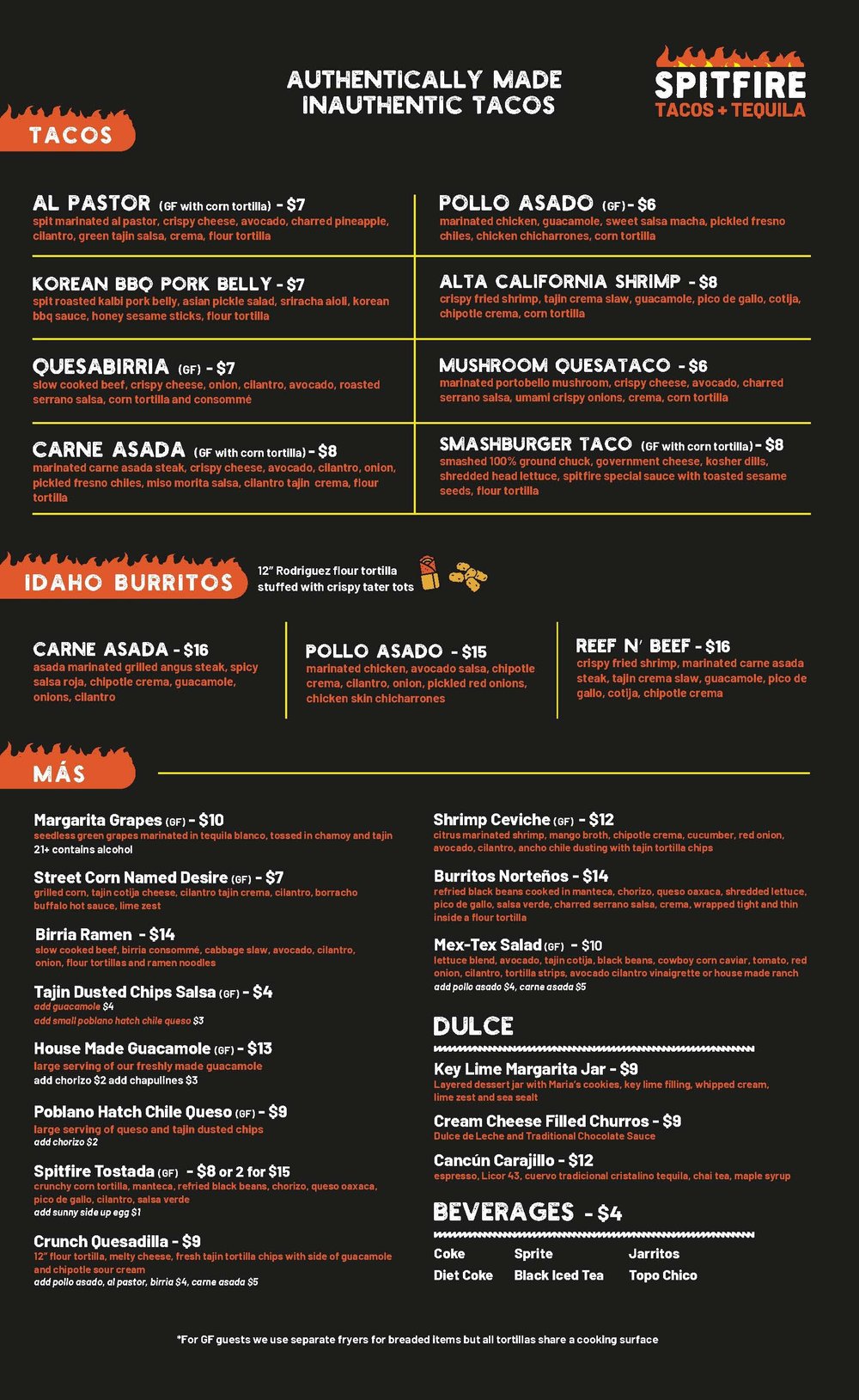 SPRING MENU — Spitfire Tacos | Eagle, Idaho