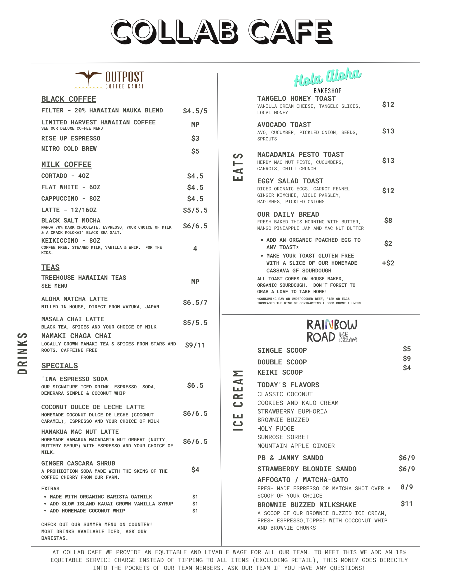 Collab Cafe Kaua'i | Menu — Collab Cafe Kaua'i