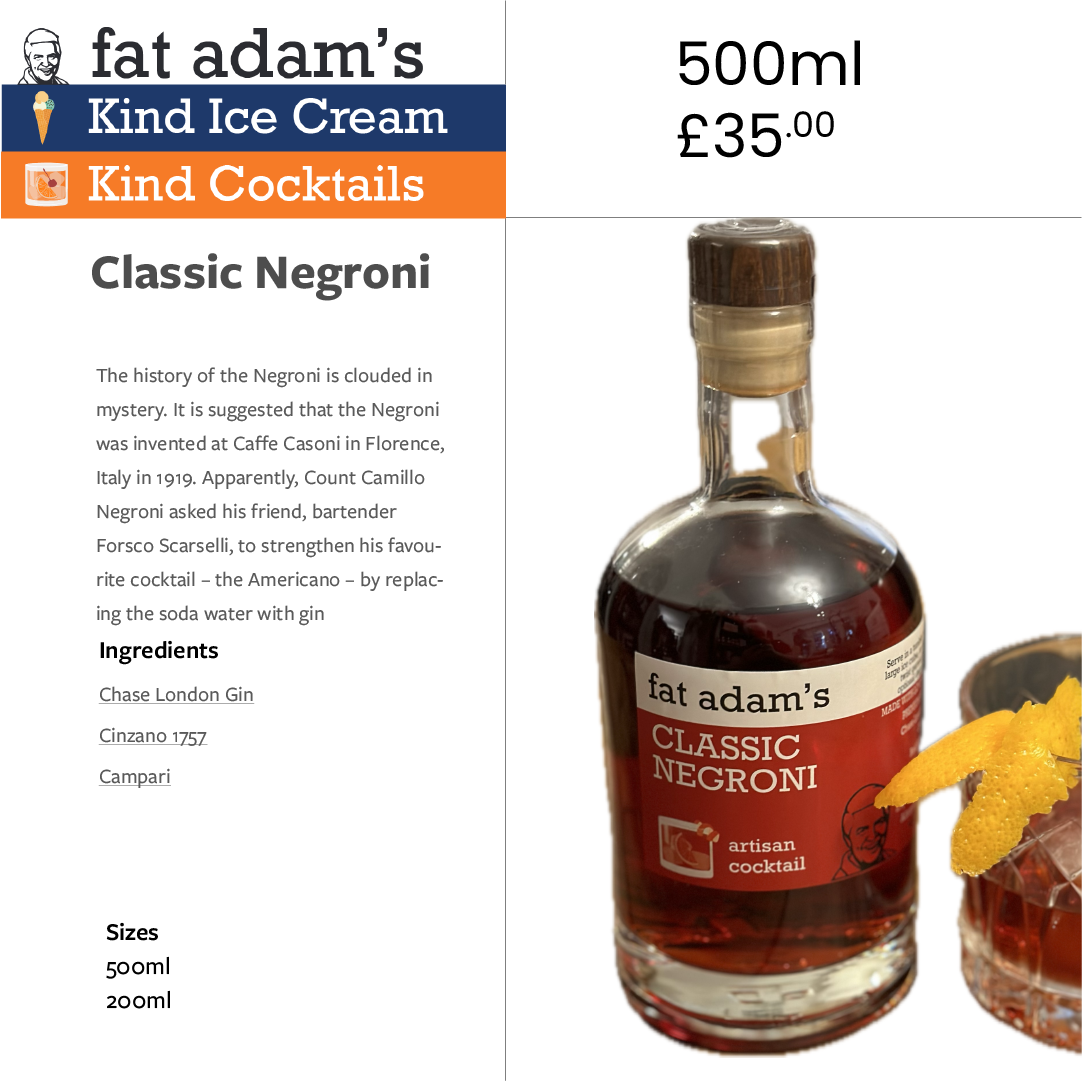 The Classic Aged Negroni 500ml — Fat Adam's Cocktails