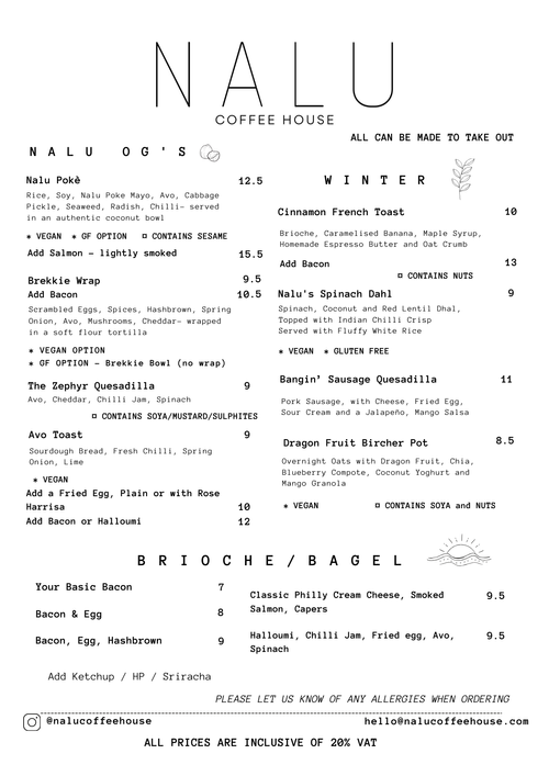 Food Menu — Nalu Coffee House