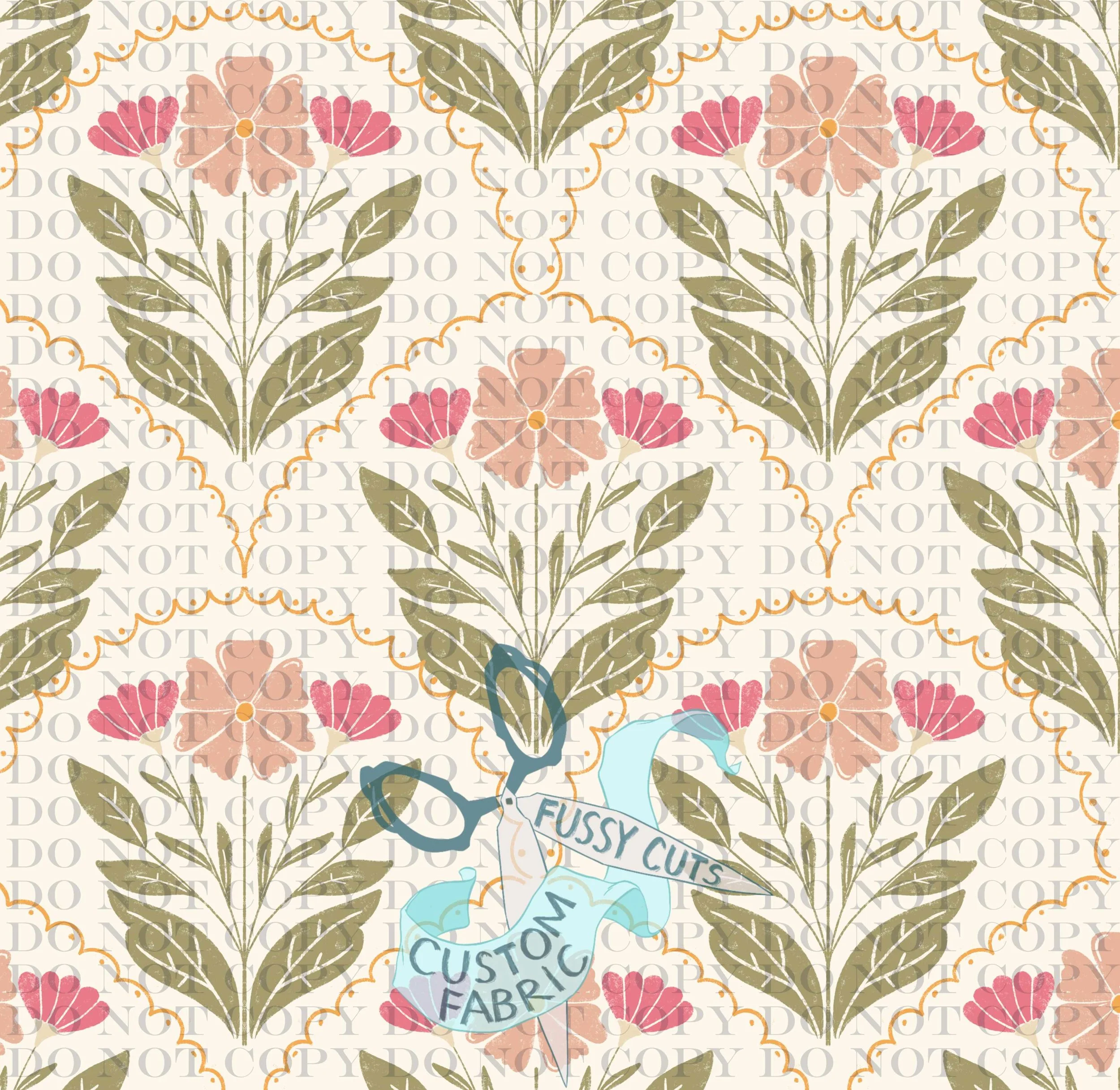 Mosaic Pink Florals - Multiple Colorways — Fussy Cuts Fabric