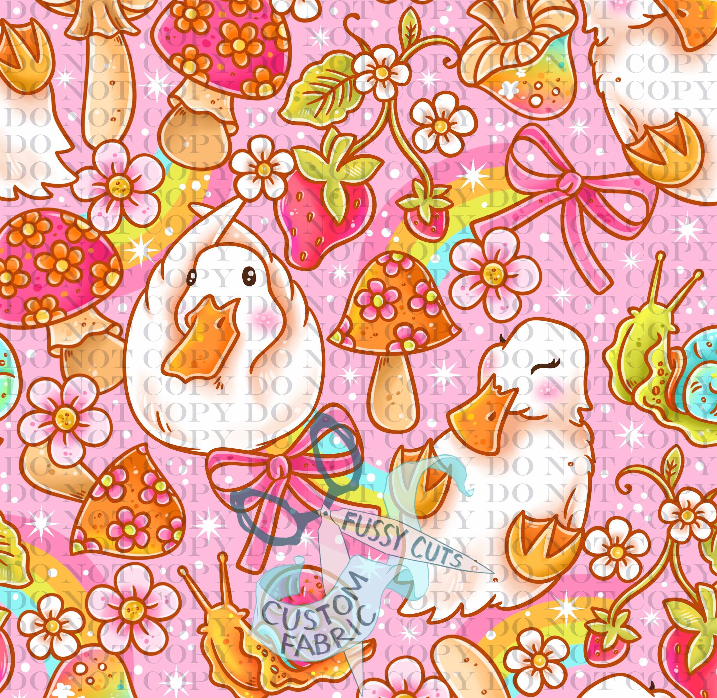 Cottagecore Pink Skulls - Rep Special — Fussy Cuts Fabric