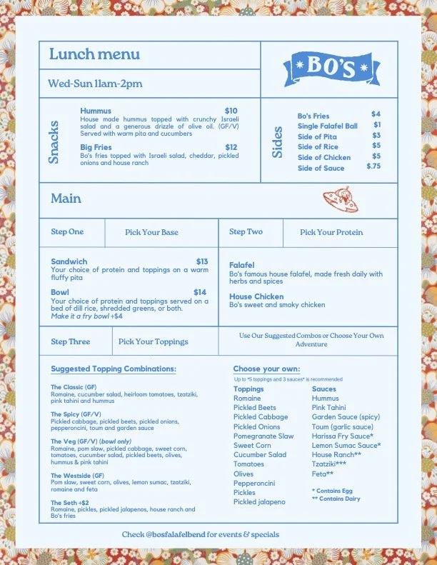 Menu — Bo's
