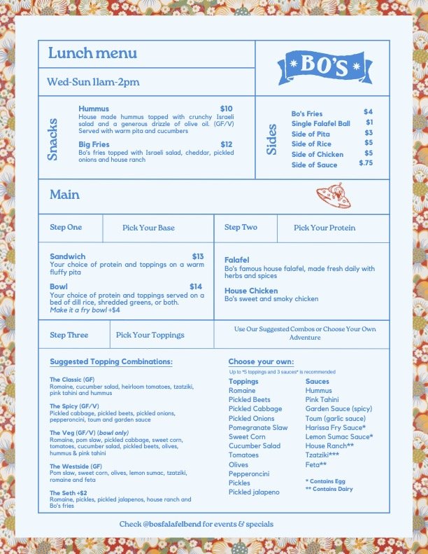 Menu — Bo's