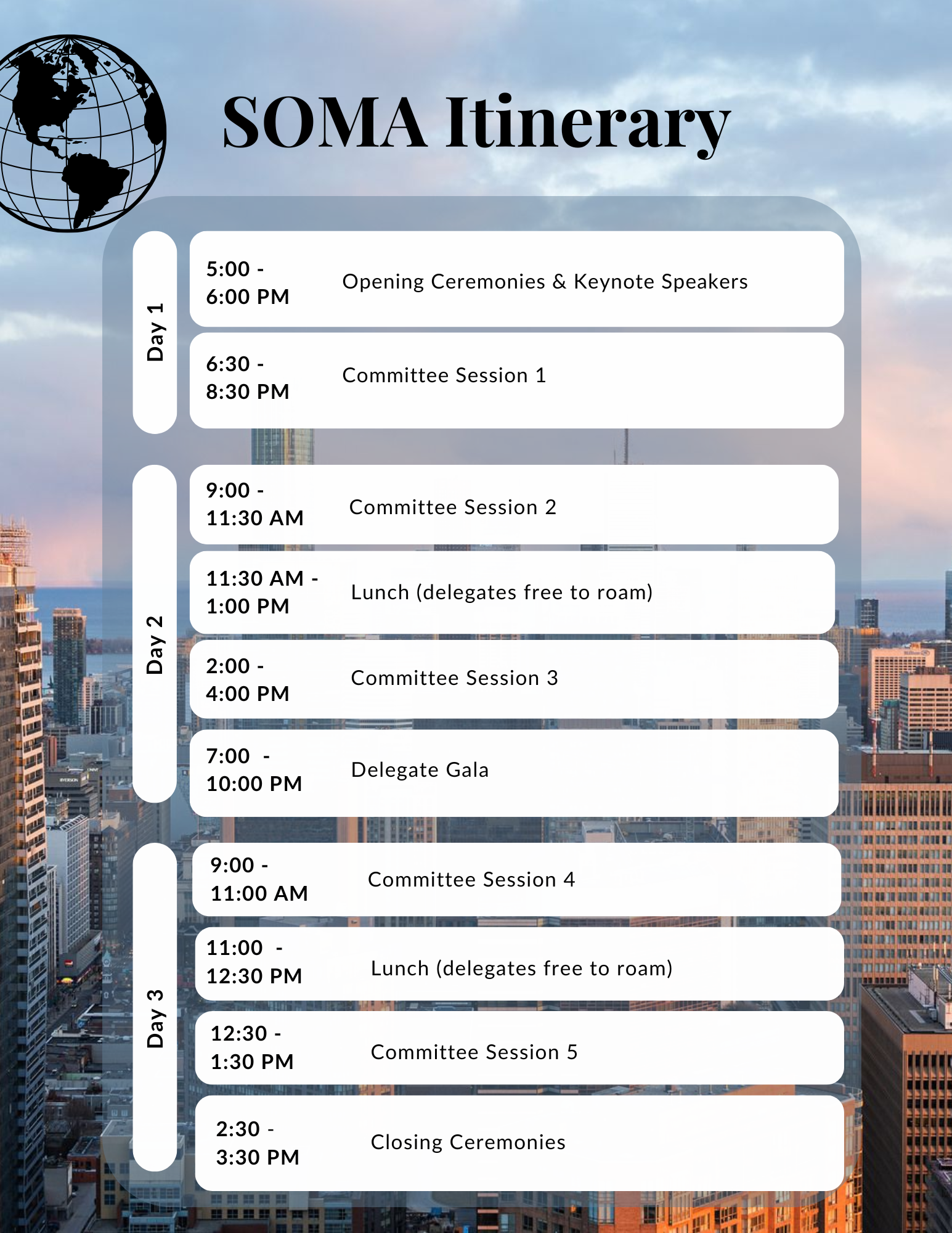 Itinerary — SOMA