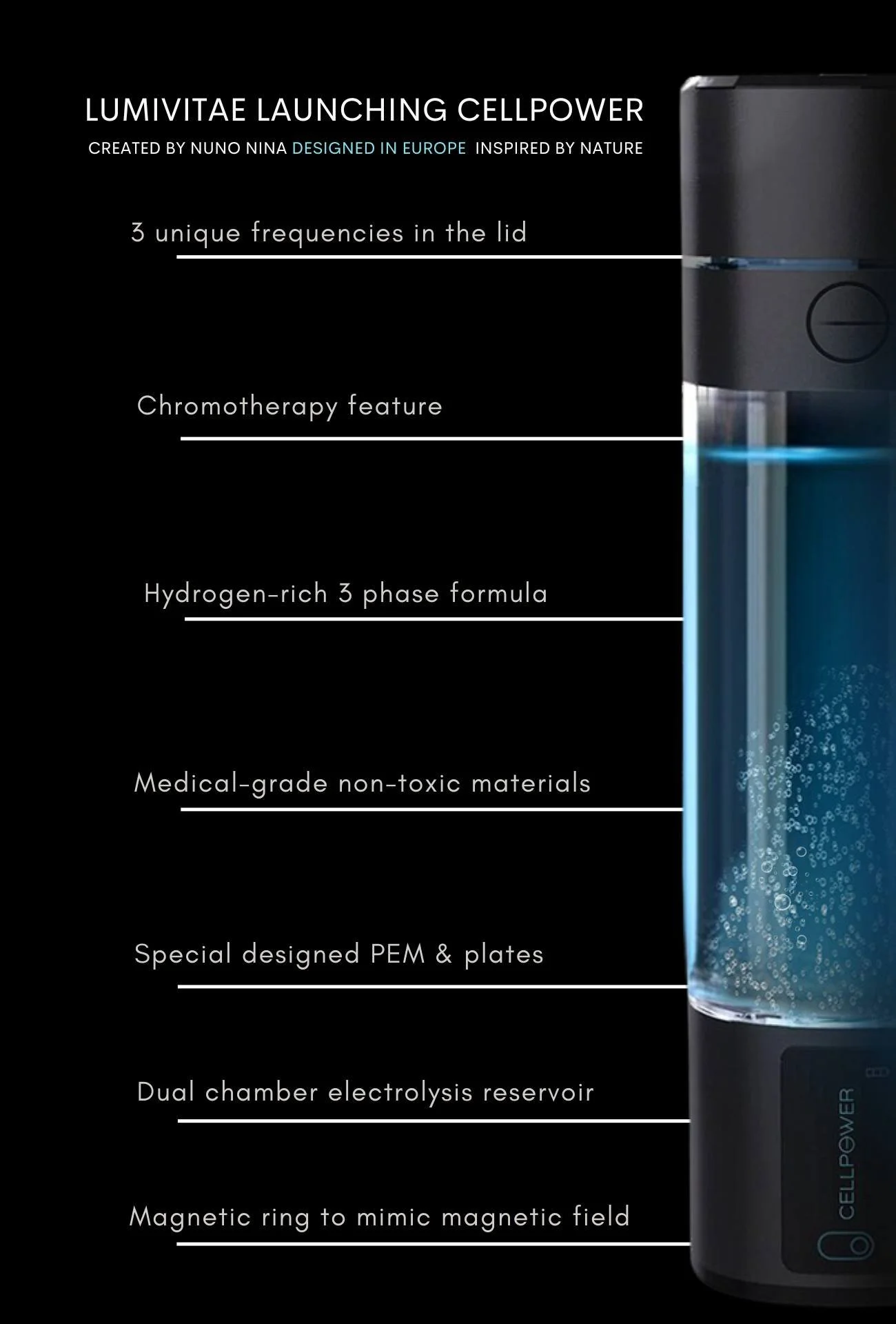 CellPower Hydrogen Water Bottle by Nuno Nina — Hydrogen & Frequencies
