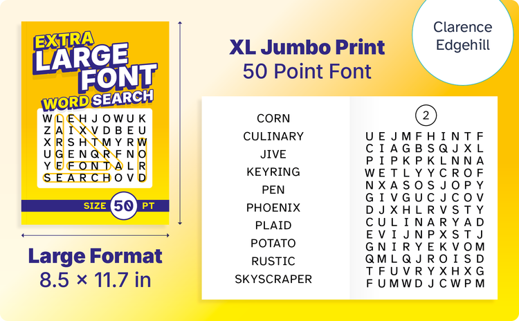 Extra Large Font Word Search Size 50 pt | Clarence Edgehill