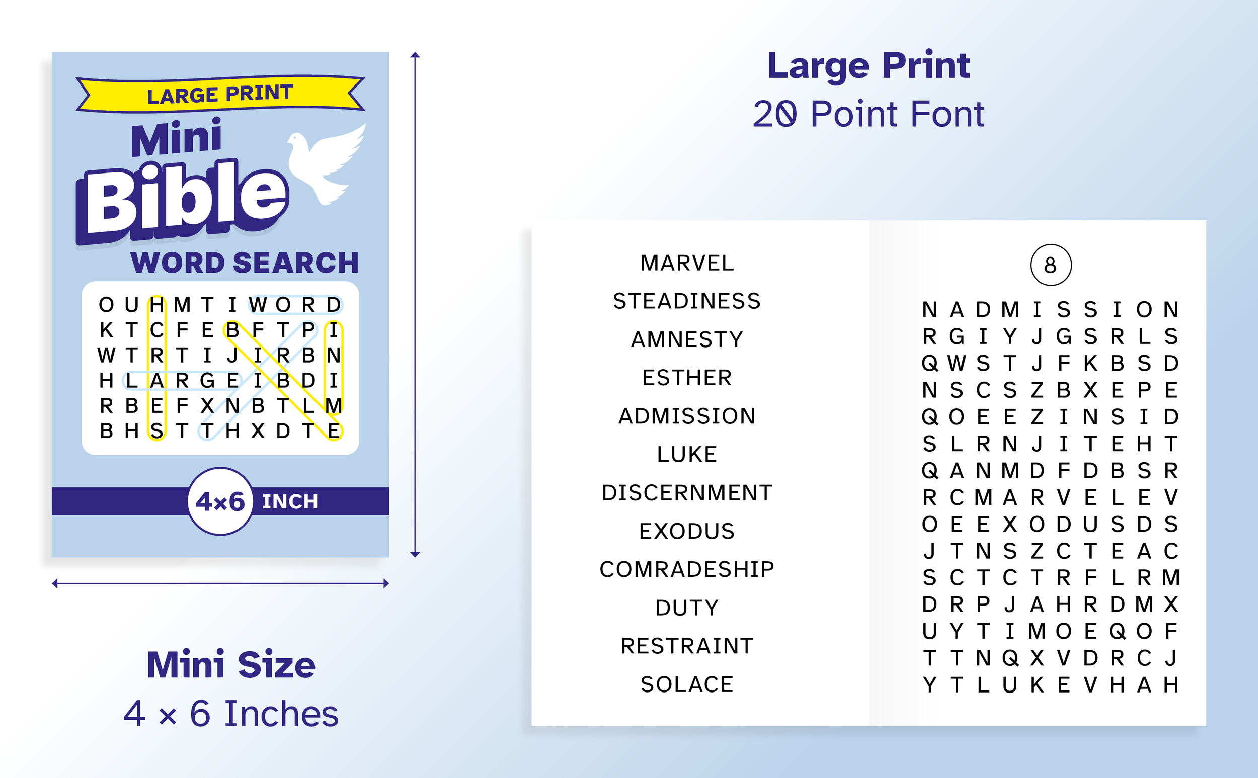 Large Print Mini Bible Word Search 4x6 Inch | Clarence Edgehill