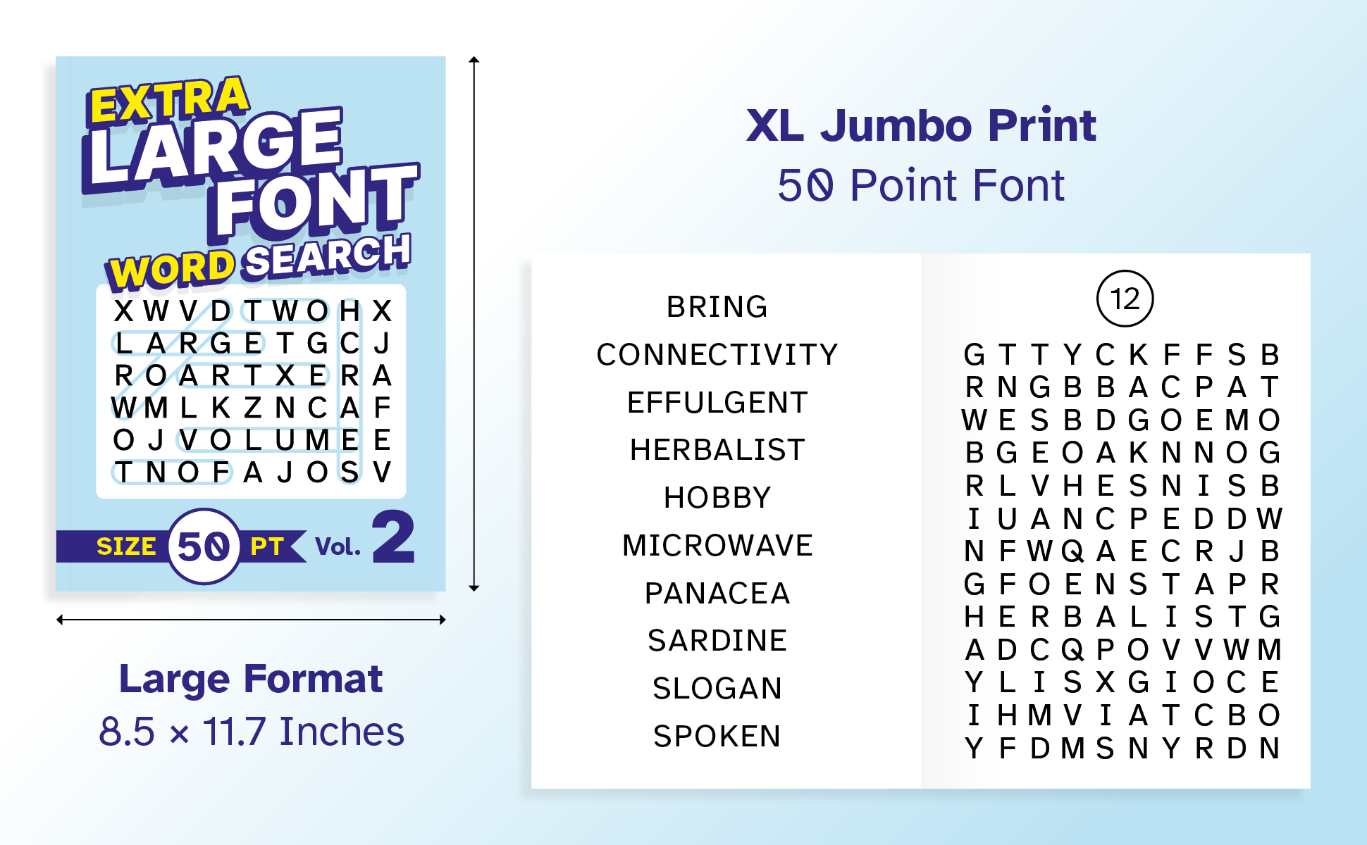 Extra Large Font Word Search Size 50 pt Vol. 2 | Clarence Edgehill
