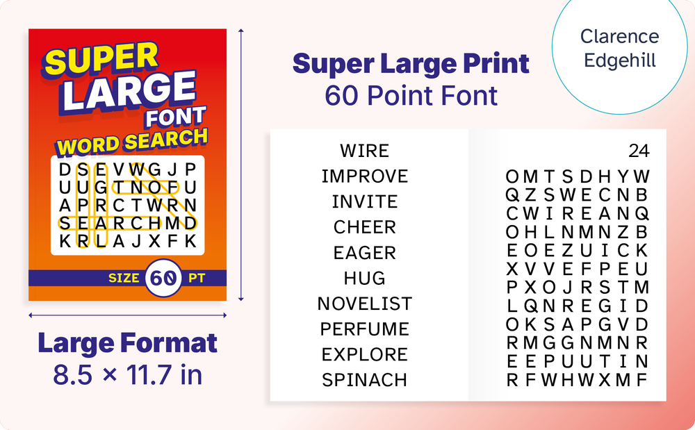 Super Large Font Word Search Size 60 pt | Clarence Edgehill