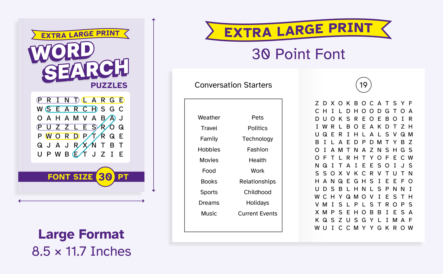 Extra Large Print Word Search Puzzles Font Size 30 pt | Clarence Edgehill