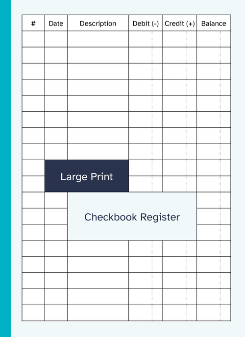 Large Print Checkbook Register | Clarence Edgehill