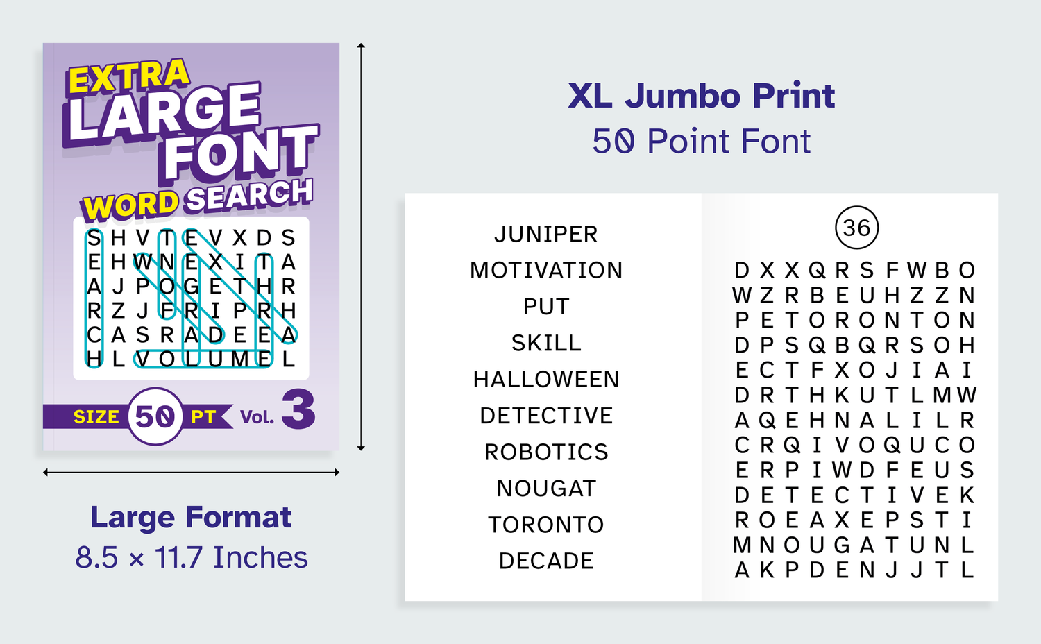 Extra Large Font Word Search Size 50 pt Vol. 3 | Clarence Edgehill