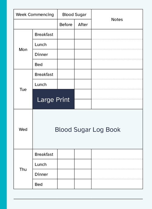 Large Print Blood Sugar Log Book | Clarence Edgehill