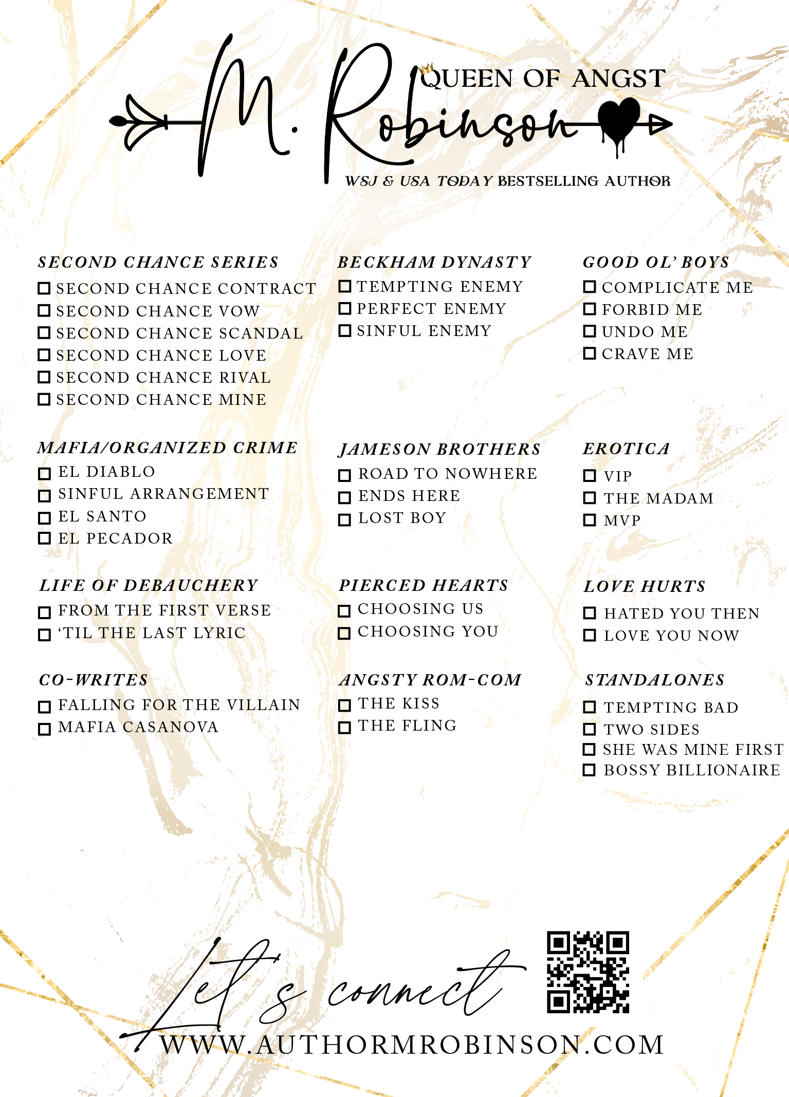 Reading Order — Author M. Robinson