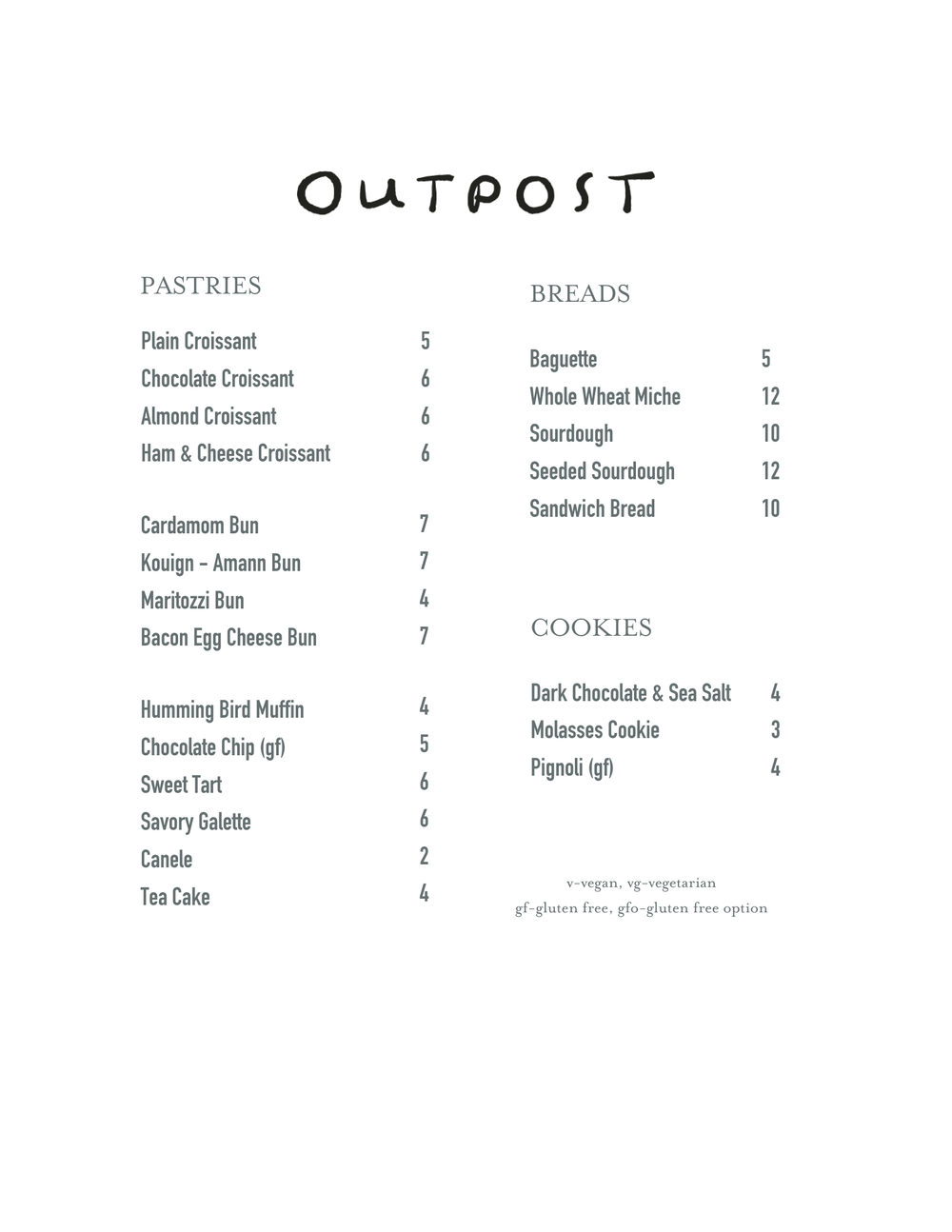Menu — Outpost