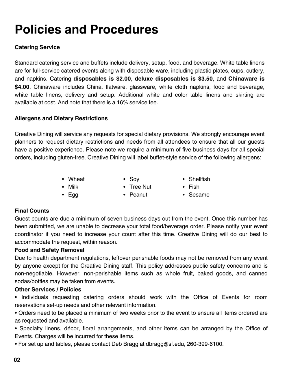 Catering — University of Saint Francis Dining