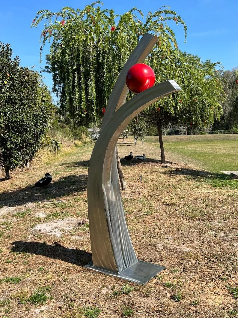 Large Yard Art, Modern Patio Decor, Powder Coated Sculpture, Split Ends ...