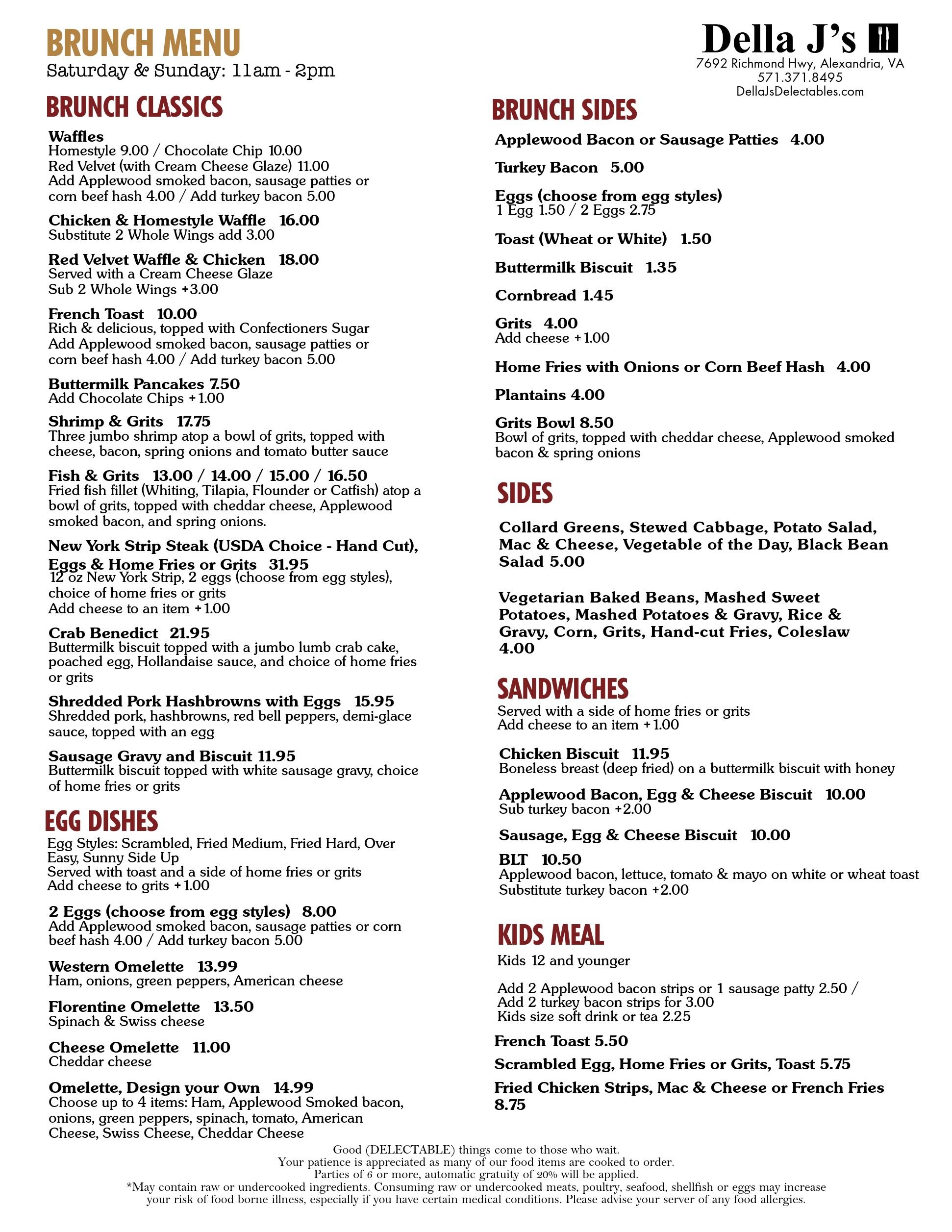 Menus — Della J's