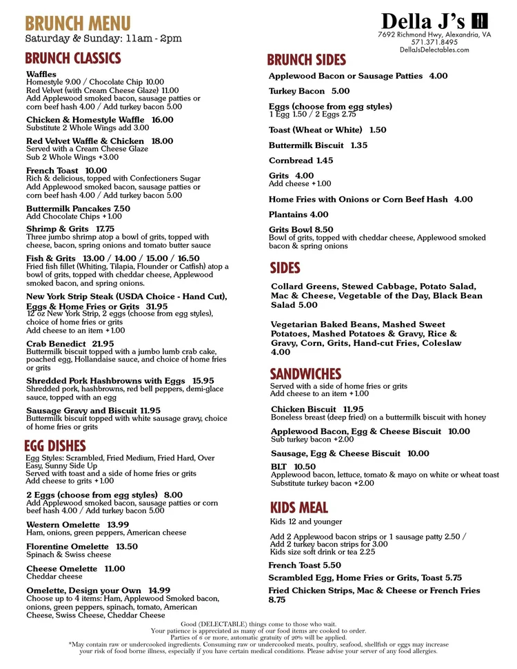 Menus — Della J's