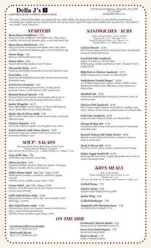 Menus — Della J's