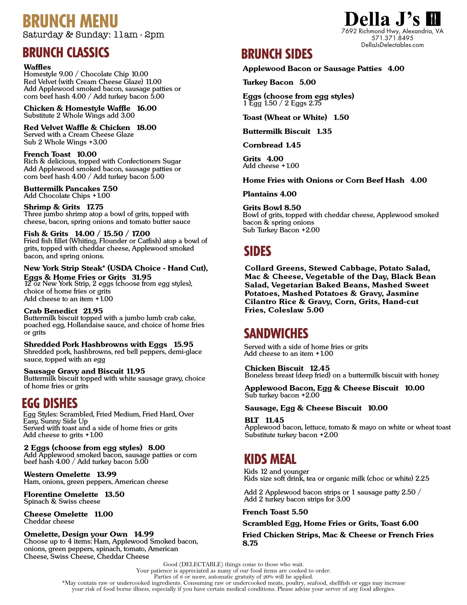 Menus — Della J's