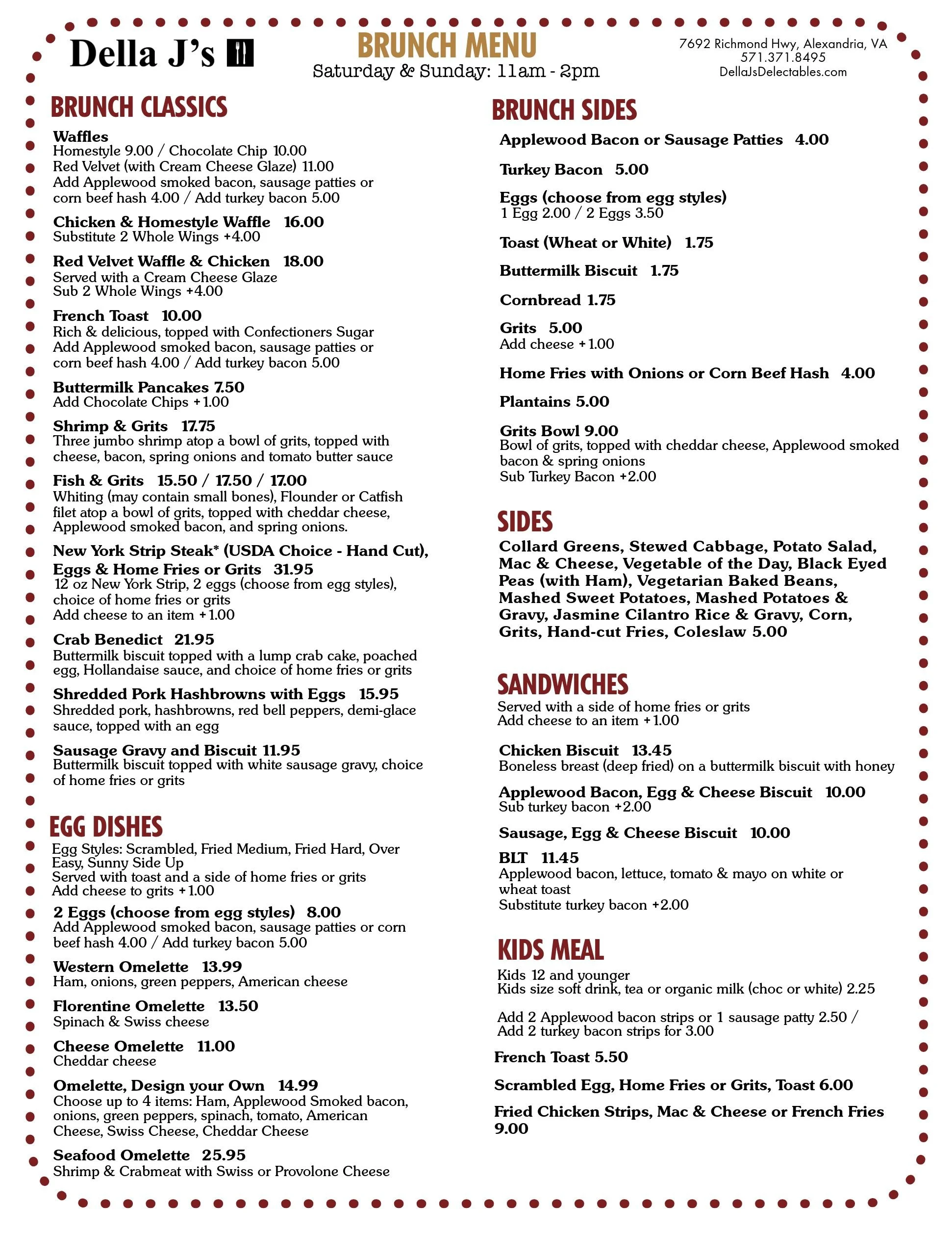 Menus — Della J's