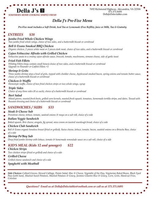 Menus — Della J's