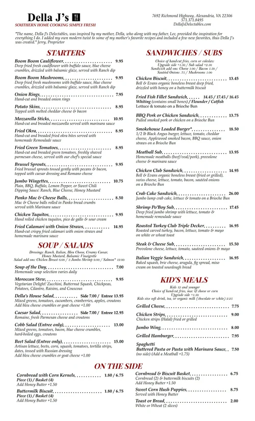 Menus — Della J's