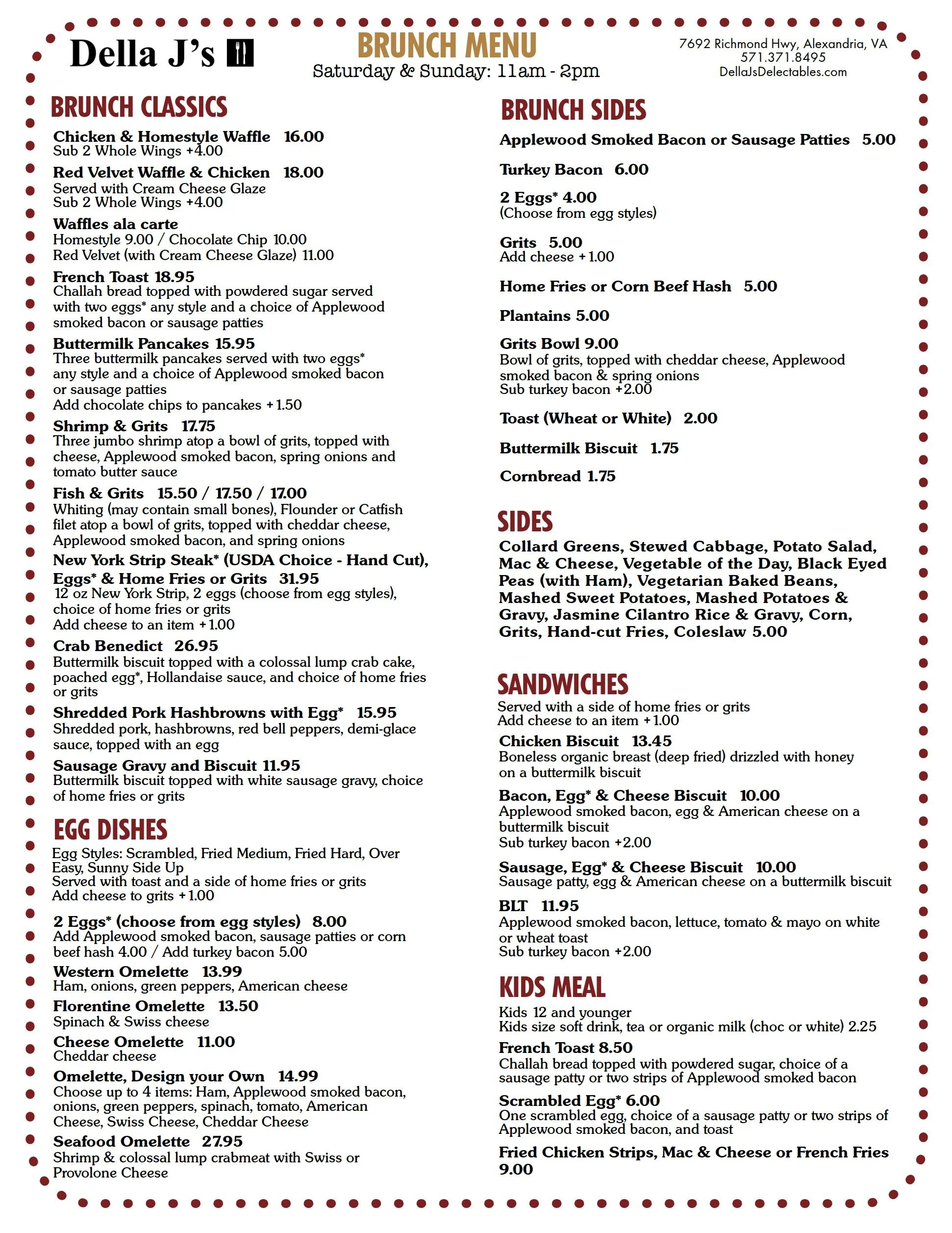Menus — Della J's