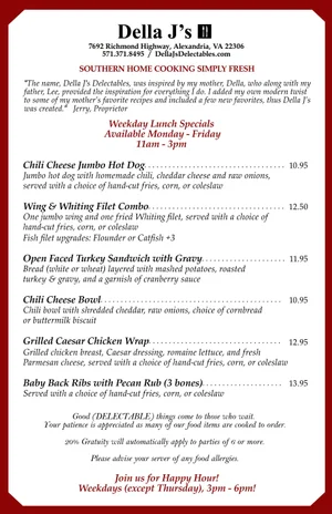 Menus — Della J's
