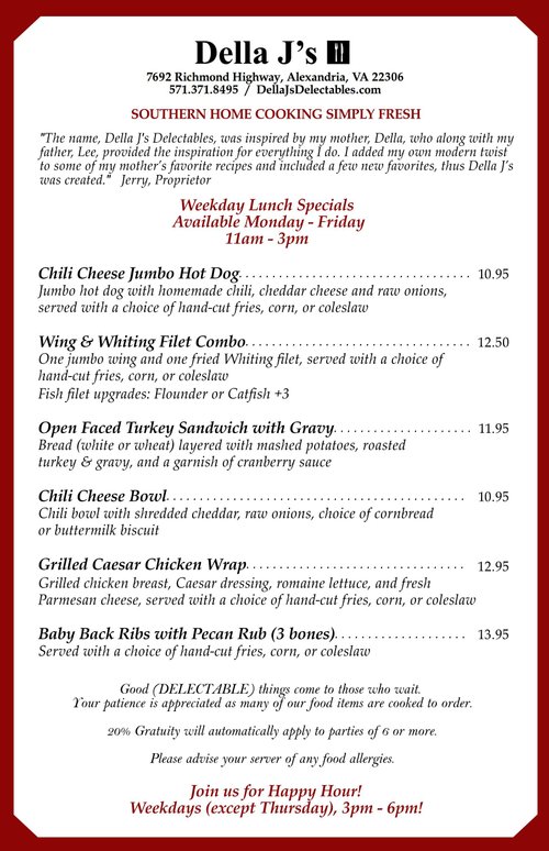 Menus — Della J's