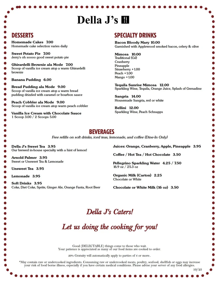 Menus — Della J's