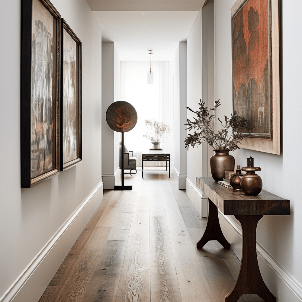 Interior design solutions for a long narrow hall